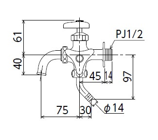 【K23J】二口横水栓｜【公式】KVK通販サイト KVK AQUASHOP