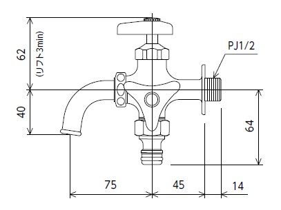 【K124SPJ】屋外ホース接続ニップル付二口横水栓｜【公式】KVK通販サイト KVK AQUASHOP