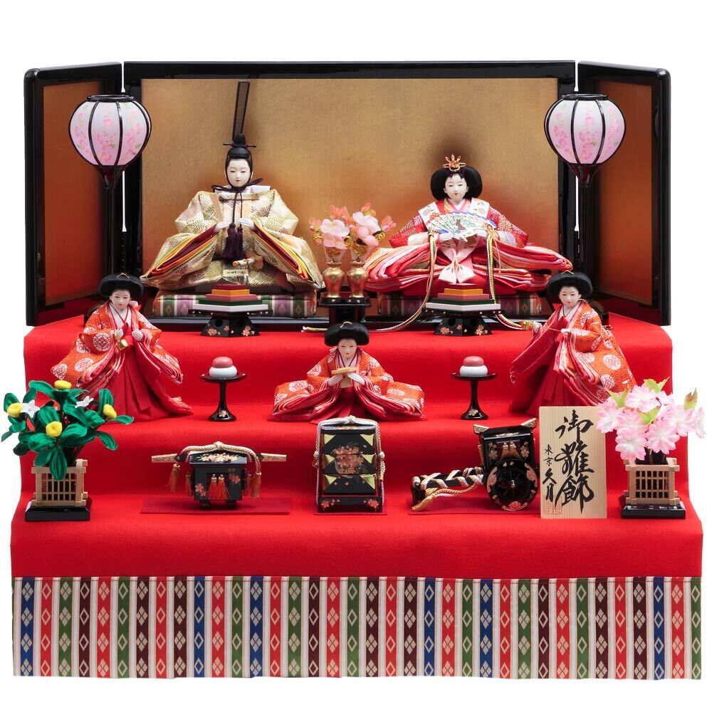 収納毛氈三段 親王官女飾り 5HR-N26 | 段飾り | 【公式】 人形の久月オンラインストア