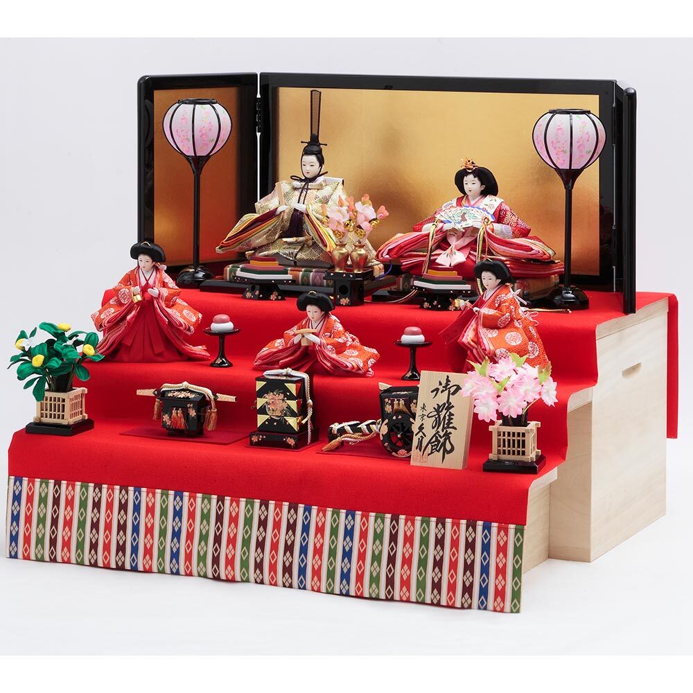 収納毛氈三段 親王官女飾り 5HR-N26 | 段飾り | 【公式】 人形の久月オンラインストア