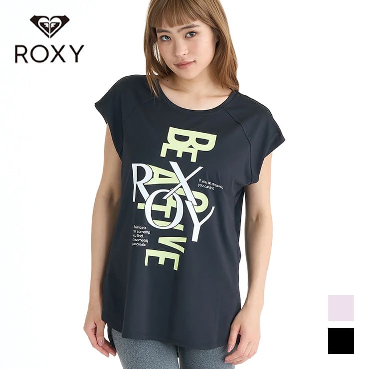 ROXY 正規品 ロキシー Tシャツ FITNESS OWN YOUR PACE UV 速乾 塩素対応 水陸両用 ロゴレディース エクササイズ ...
