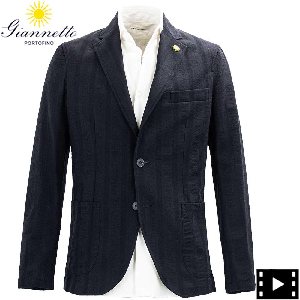 ジャンネット ジャケット メンズ コットン シアサッカー ストライプ 2B シングルジャケット GIANNETTO CORALLO JACKET 51291 5103-291CORA GNT ...