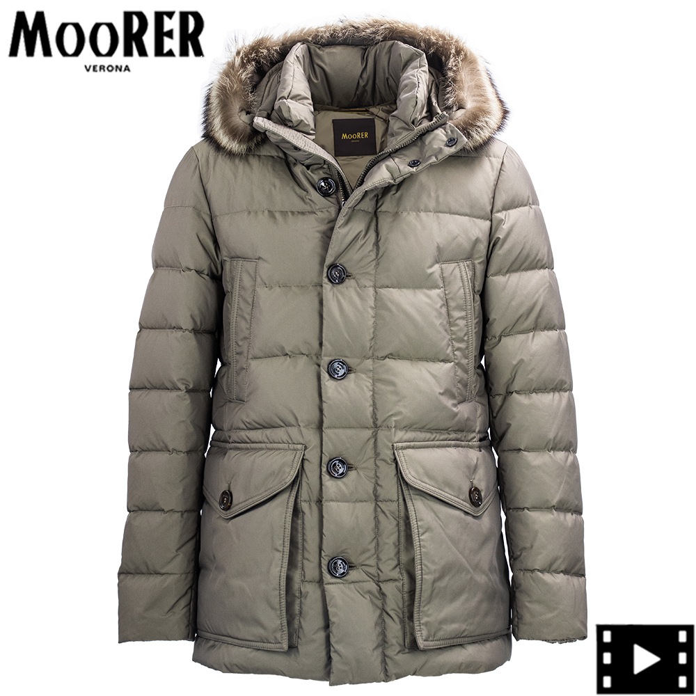 ムーレー ダウン メンズ 撥水 グースダウン N-3B型 フーデッドダウンコート MOORER FAGIO-F-KM MRE AVANA ...