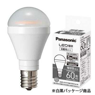 LDA7L-G-E17/K6E/S/W/2A/1K || 小型電球タイプLED電球＜施工会社向け包装＞ Panasonic 調光不可 広配光ﾟ180°断熱材施工器具/密閉型器具対応 電球色 ...