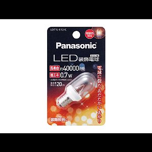 LDT1L-E12/C || パナソニック(Panasonic) || LED装飾電球 省エネ(0.7W) 電球色(2800K) E12口金 外径×長さ(20×48mm) Tタイプ形状(クリア ...
