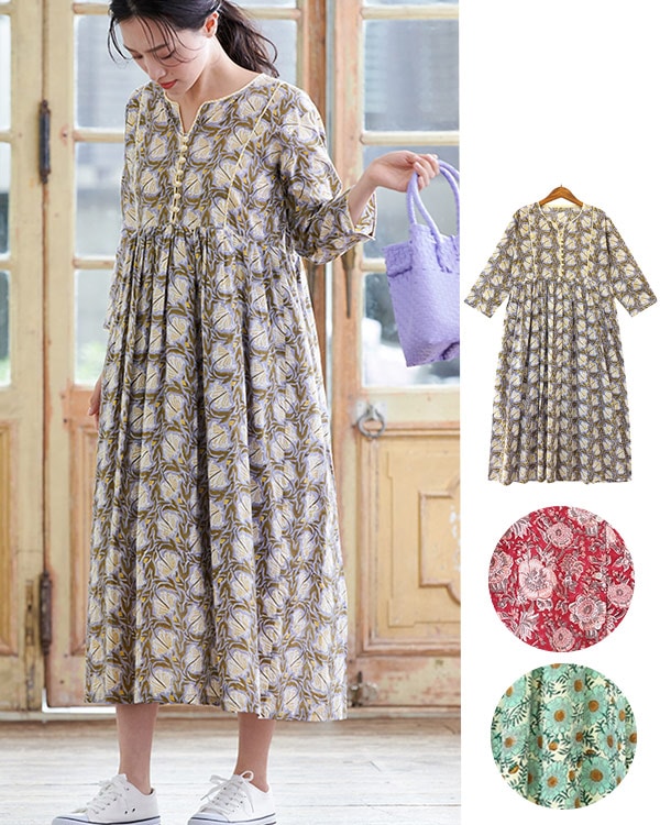 Instagram＞今年も人気！インドのブロックプリントワンピース＊