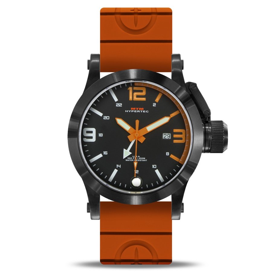 MTM WATCH HYP-SB4-ORNG-OR2B-A Hypertec 44 Black - Orange Dial - Orange Rubber II- Black Buckle ...