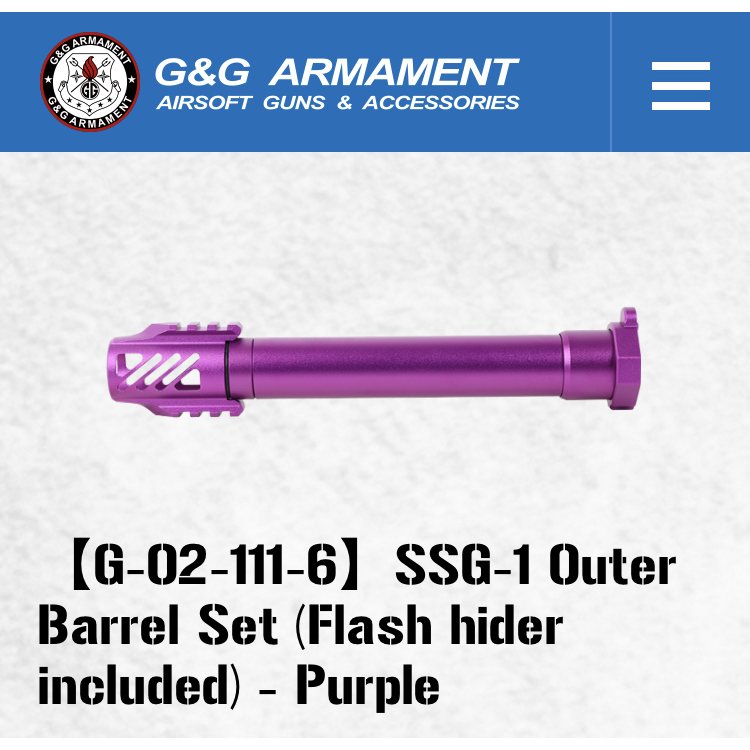 SSG-1 Outer Barrel Set (Flash hider included) - Purple | ブランドから探す,G&G ...