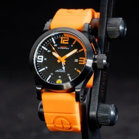 MTM WATCH HYP-SB4-ORNG-OR2B-A Hypertec 44 Black - Orange Dial - Orange Rubber II- Black Buckle ...