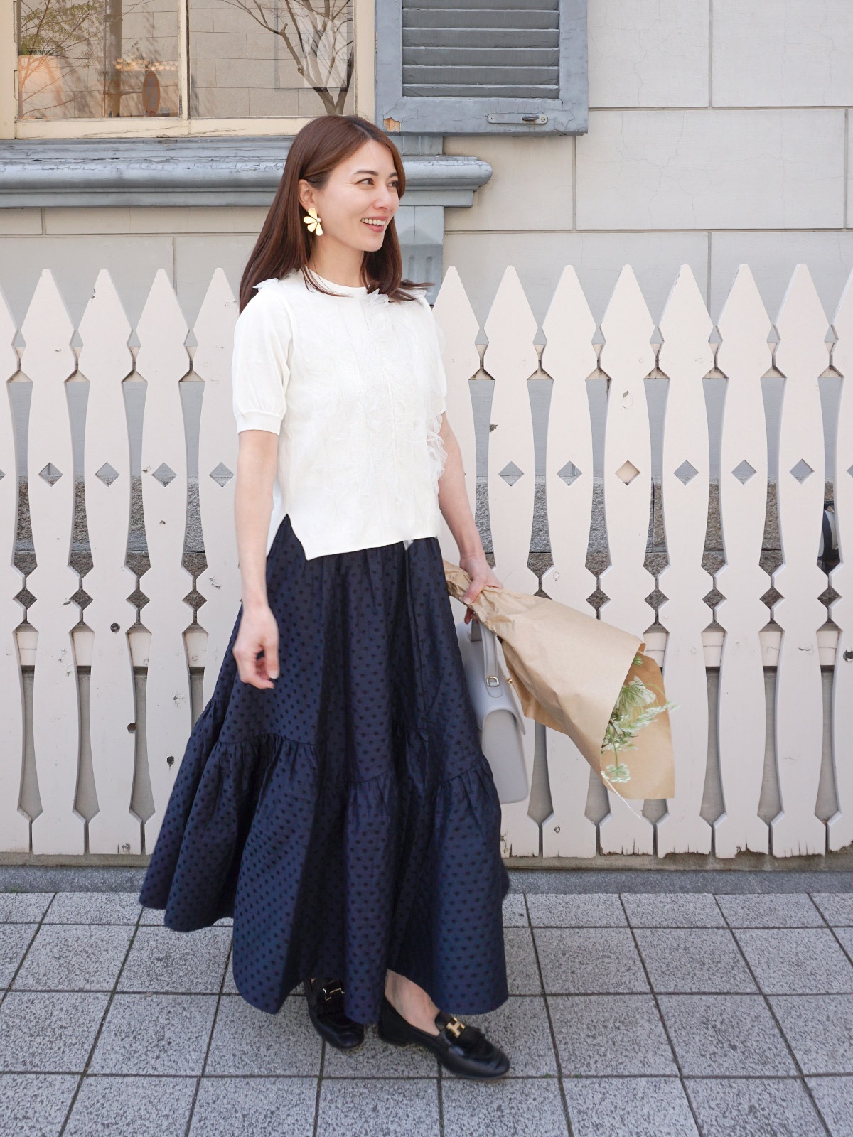 ドットティアードスカート/navy | SKIRT | Lily by Risa