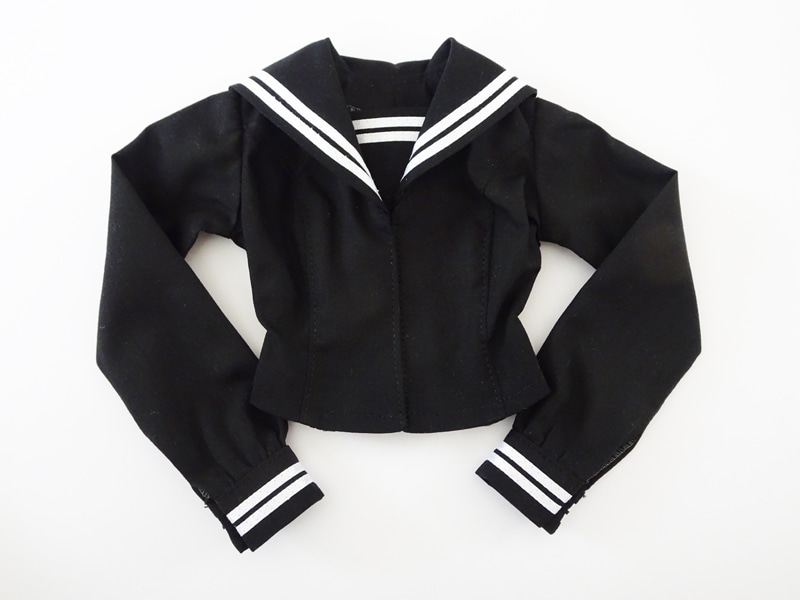 【単品 制服コーデ】dd M L Dddy スマートドール S セーラー制服ブラウス 胸当て2本ライン(黒 白ライン) 【60cm