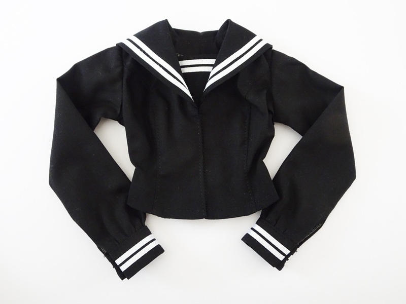 【単品 制服コーデ】dd M L Dddy スマートドール S セーラー制服ブラウス 胸当て2本ライン(黒 白ライン) 【60cm