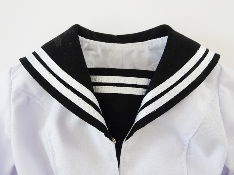 【単品 制服コーデ】dd M L Dddy スマートドール S セーラー制服ブラウス 胸当て2本ライン(合着 黒&白 白ライン