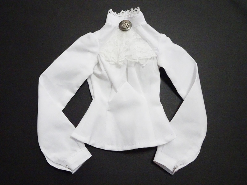 【単品】dd M L ジャボカラーブラウス(白 銀ボタン) 【60cm】単品商品 トップス(ブラウス Tシャツetc) ブラウス(フリル