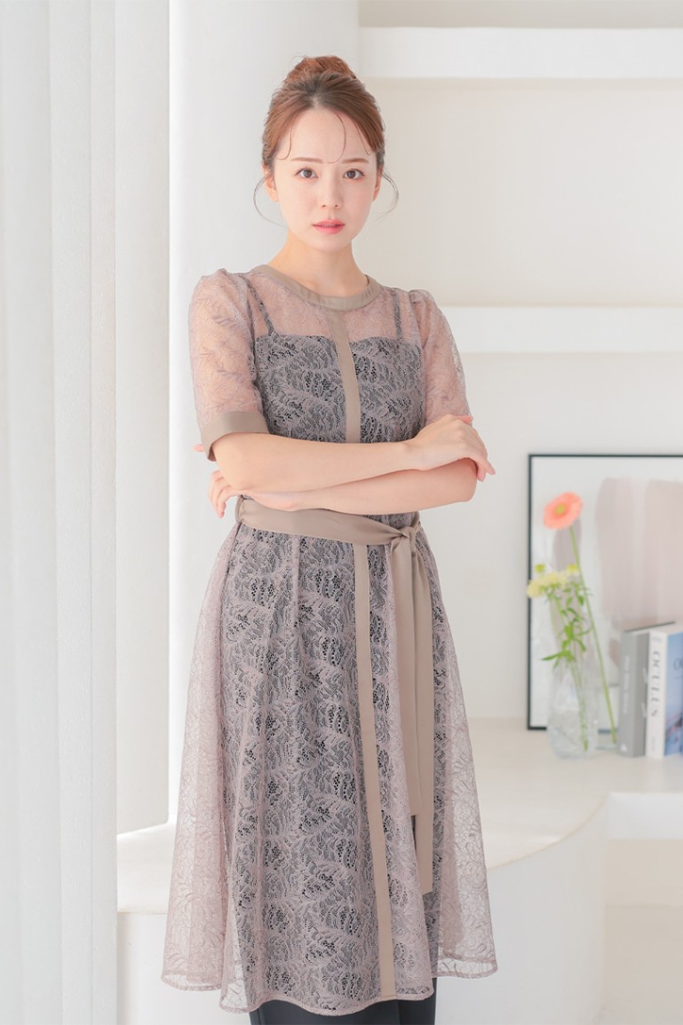 レースレイヤード2WAYパンツドレス CF030BKBR ｜パーティードレス・結婚式ワンピースの通販CLASSY AND FABULOUS