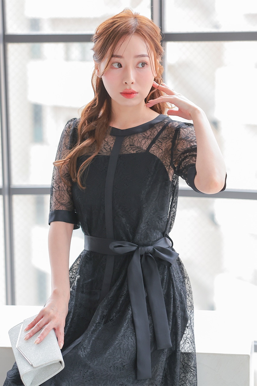 レースレイヤード2WAYパンツドレス CF030BK ｜パーティードレス・結婚式ワンピースの通販CLASSY AND FABULOUS