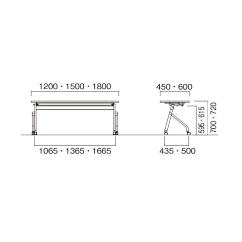 フォールディングテーブル 幅1800×奥行450×高さ720mm パネルなし キャスター脚 ワークテーブル LCJ-1845H（商品番号：nlcj-1845h）の通販 | オフィス家具通販 ...