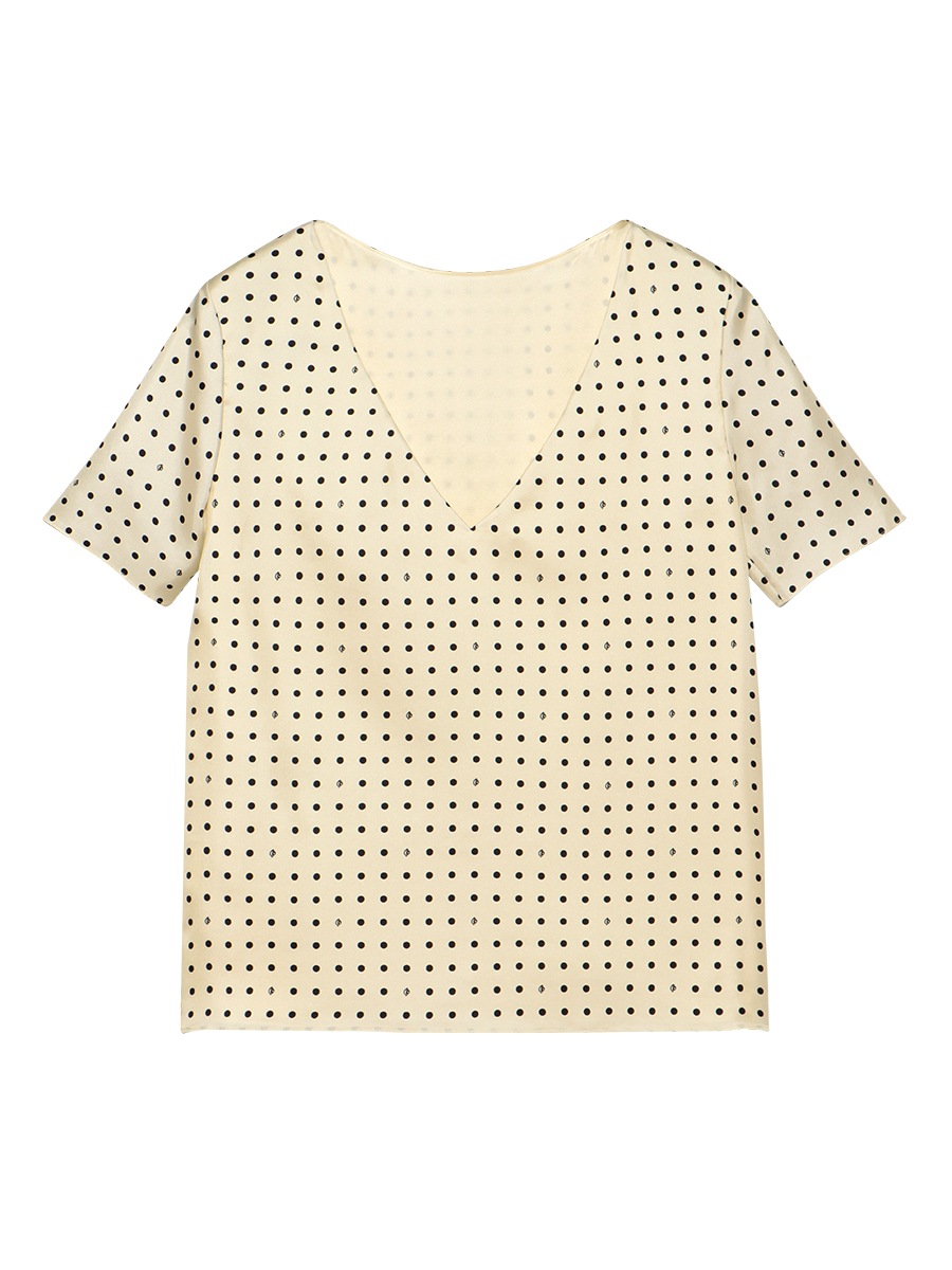 OPEN V Back H S Blouse B.Dots