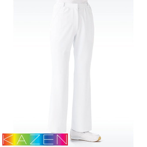 レディス スラックス パンツ 195 -20 ～ -28 医療 白衣 ズボン KAZEN カゼン レディース 女性用 白パンツ 白ズボン 医療用 制服 ユニフォーム 医者 医師 看護師 ナース ...