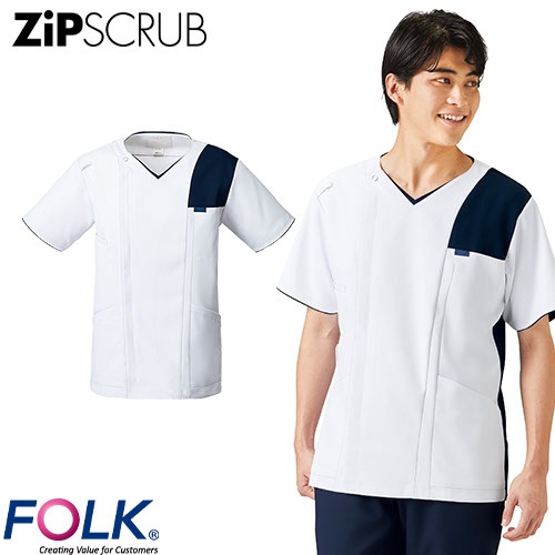 ZiPSCRUB メンズジップスクラブ 白衣 医療 7060SC FOLK フォーク メンズ 男性用 半袖 医者 看護師 ナース ナース服 研修医 医療用 人気 制服 ユニフォーム ストレッチ ...