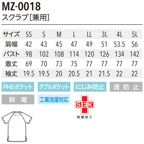 【メール便対応】スクラブ ミズノ MIZUNO MZ-0018 ユニセックス 男女兼用 白衣 医療 半袖 医師 医者 看護師 ナース ナース服 研修医 医療用 人気 手術衣 オペ着 制服 ...