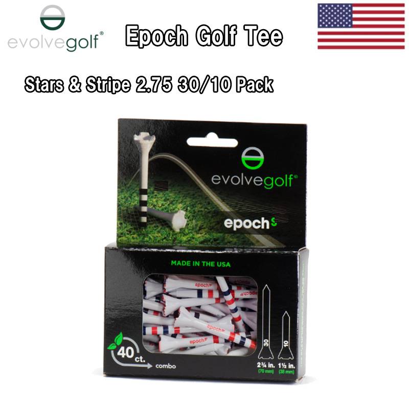 エボルブゴルフ エポックティー Evolve Golf Epoch Tee 40本入り（70mmx30、38mmx10）US Flag ...