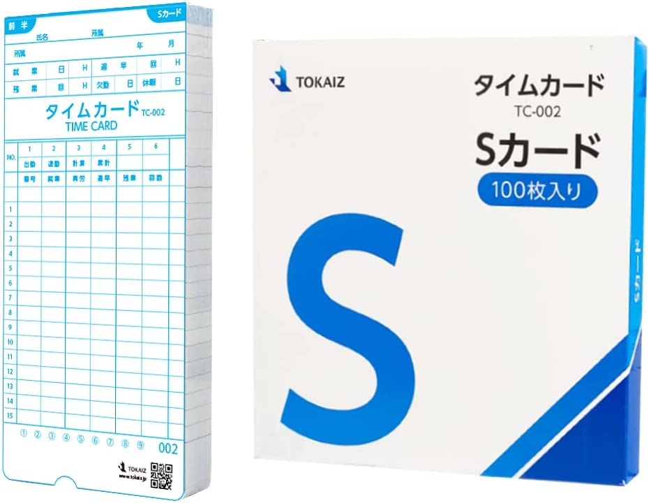 TOKAIZ タイムカード Sカード TC-002 100枚入り 月ごと100人対応 カードTR-002s｜TOKAIZ STORE(トカイズストア)