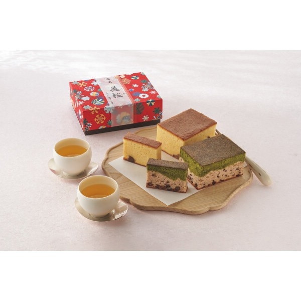 出産お名入れ】日本橋・榛原製千代紙箱入カステラふたえと渋皮栗の