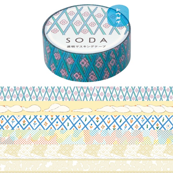 [KING JIM キングジム] 粘着テープ SODA＜ソーダ＞透明マスキングテープ 幅15mm×長3m vol.4 CMT15／CMTG15 ...