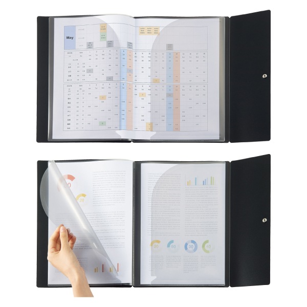 [LIHIT LAB. リヒトラブ] Noir×noir＜ノアールノアール＞ ポケットホルダー A4サイズ（見開きでA3も収納可能） F-5907 | ファイル用品,ホルダー式ファイル ...