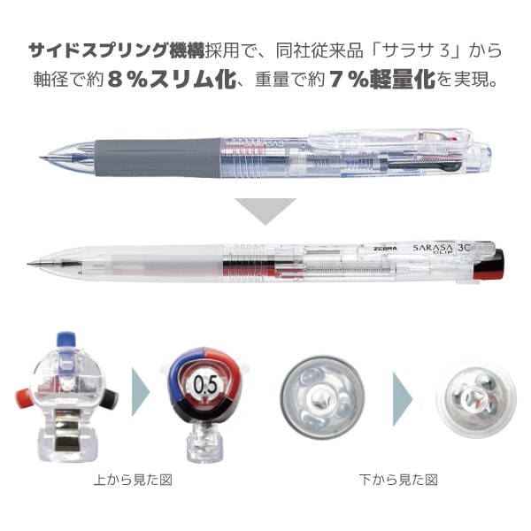 [ZEBRA ゼブラ] 多機能・複合ペン SARASA CLIP＜サラサクリップ＞3C J3J5 ジェルボールペン0.5mm×3色（黒／赤／青 ...