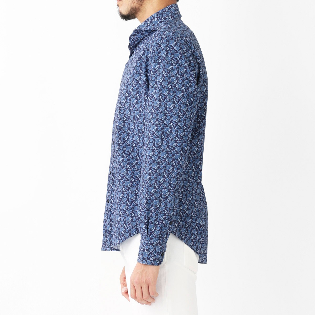 GALLIA ガッリア ホリゾンタルカラー ストレッチシャツ/総柄シャツ