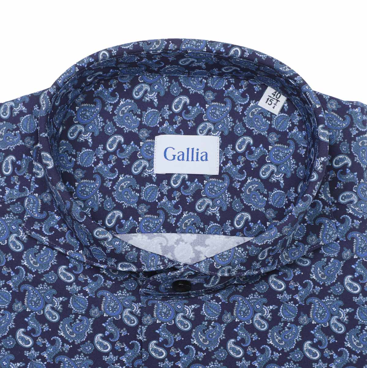 GALLIA ガッリア ホリゾンタルカラー ストレッチシャツ/総柄シャツ