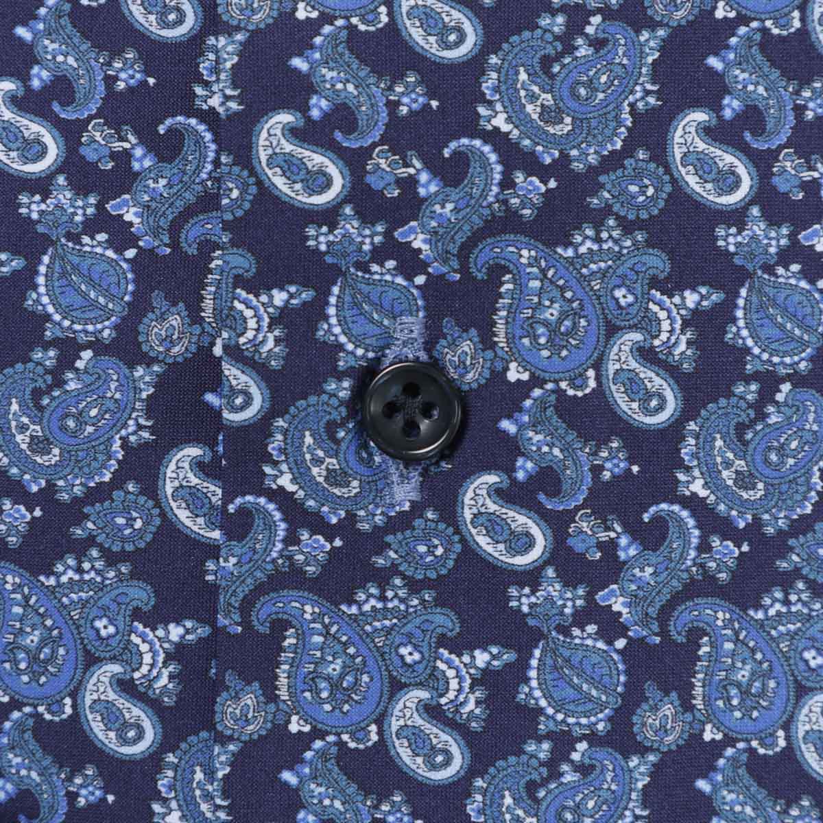 GALLIA ガッリア ホリゾンタルカラー ストレッチシャツ/総柄シャツ