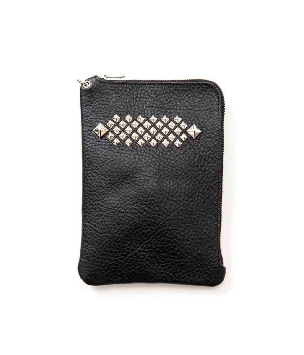 STUDS LEATHER FLAT TYPE MULTI POUCH【BLACK】｜CALEE｜MELTING POT（正規取扱店・通販）