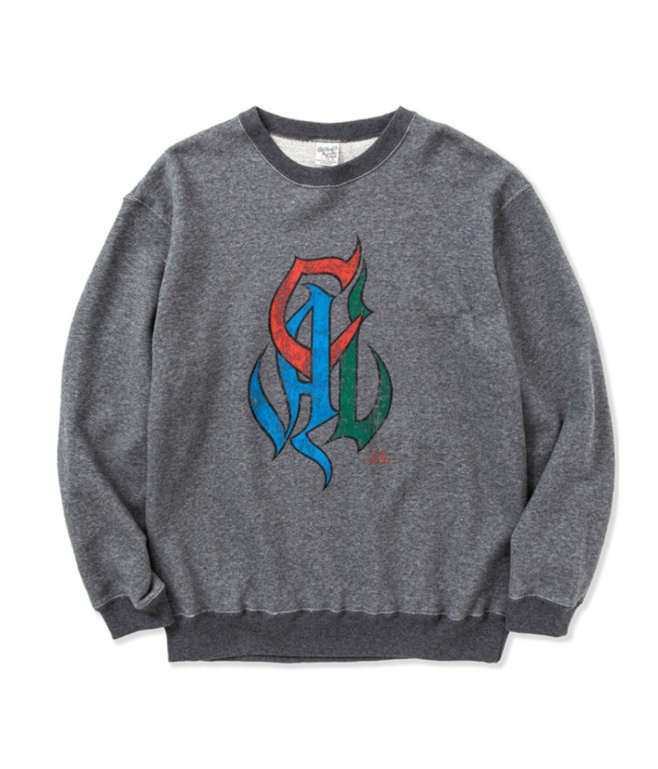 CAL NT LOGO VINTAGE TYPE CREW NECK SWEAT【CHARCOAL】｜CALEE｜MELTING POT（正規取扱店・通販）