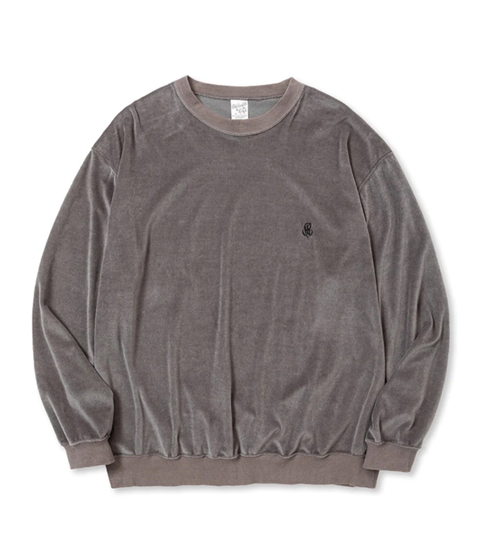 EMBROIDERY VELOUR CREW NECK SW【CHARCOAL】｜CALEE｜MELTING POT（正規取扱店・通販）