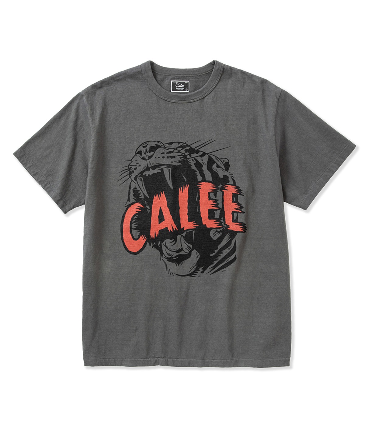 BINDER NECK OLD TIGER VINTAGE T-SHIRT【CHARCOAL】｜CALEE｜MELTING POT（正規取扱店・通販）