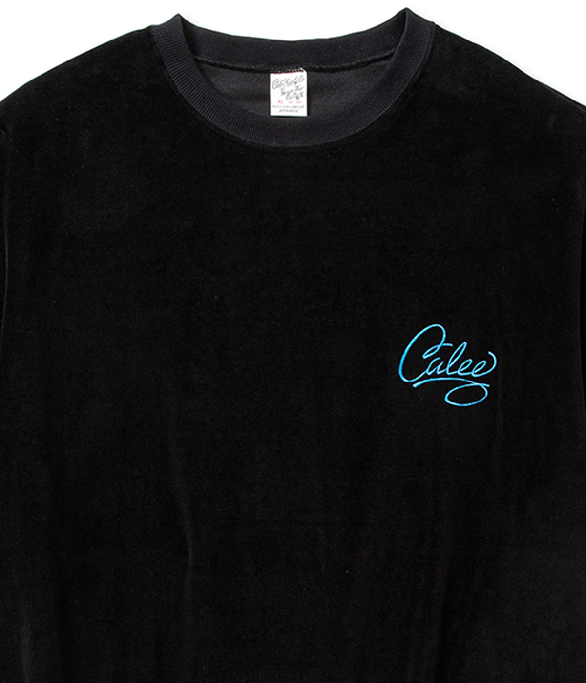 CALEE LOGO VELOUR WIDE SILHOUETTE CUTSEW【BLACK】｜CALEE｜MELTING POT（正規取扱店・通販）