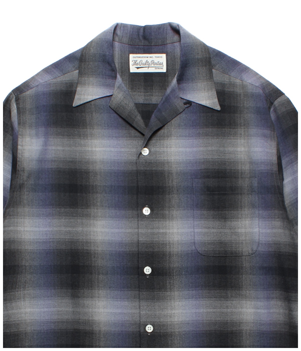 OMBRE CHECK OPEN COLLAR SHIRT (TYPE-2)【NAVY】｜WACKO MARIA｜MELTING POT（正規 ...