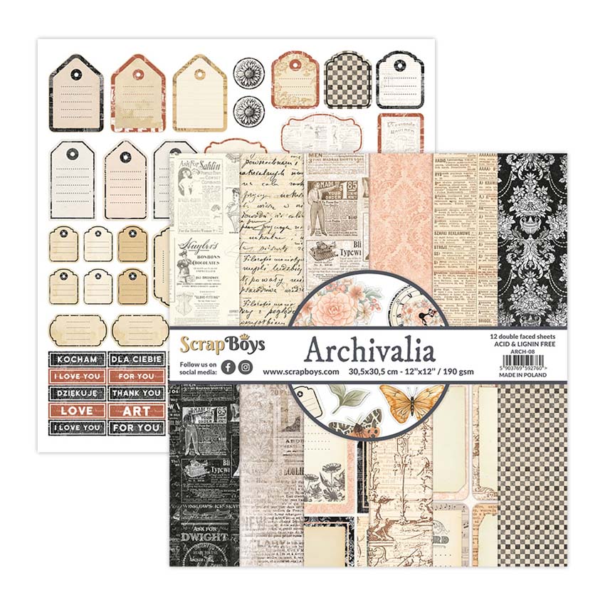 【30%OFF★応援価格】SB-ARCH-08 ARCHIVALIA | ペーパーパッド,12×12 | スクラップブッキング通販メモリープレイス