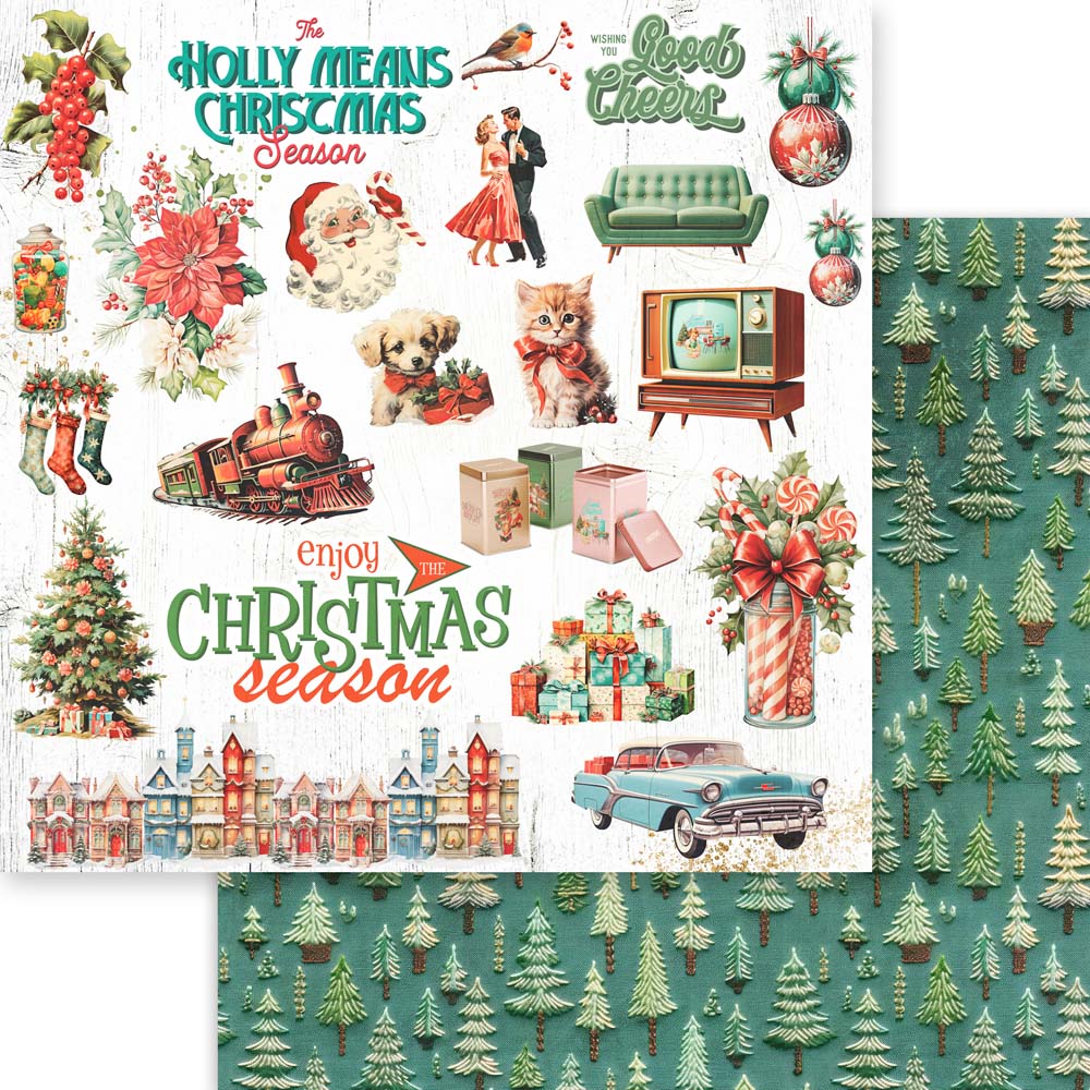 MP-61442 Merry & Bright 12x12 Holiday Cheers | ペーパー,パターンペーパー | スクラップブッキング通販メモリープレイス