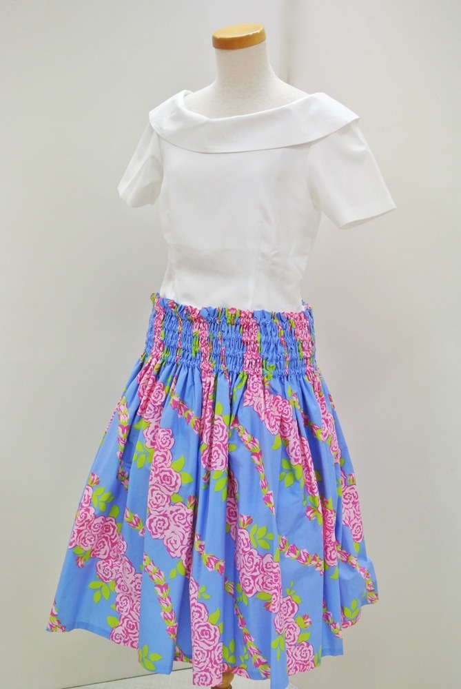 オリジナルパウスカート3.6m使用75cm丈 クウプア ロケラニ [キャンディーブルー] | パウスカート,オリジナルプリント3.6m使用75cm丈 | | フラ・ハワイアンショップ｜メネフネ ...