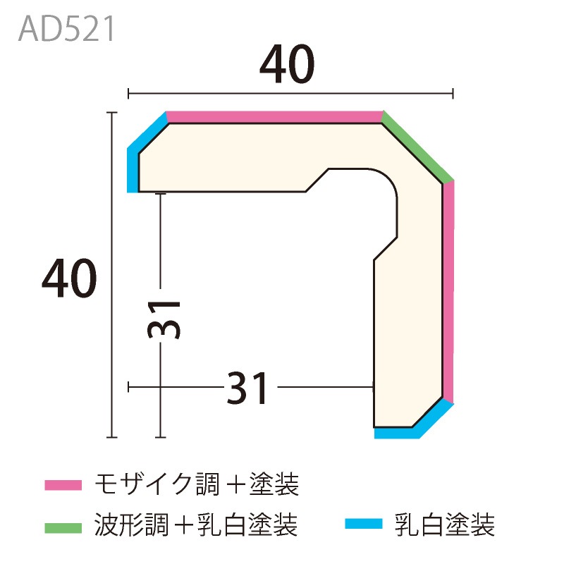 AD521*：アデモ [40×40] 3700mm （アユース） │ みはしプロ（みはし株式会社）