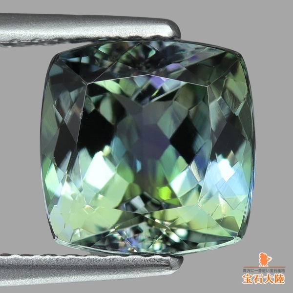 天然ゾイサイト 3.59ct 【魅惑のブルーグリーン】 クッションカット