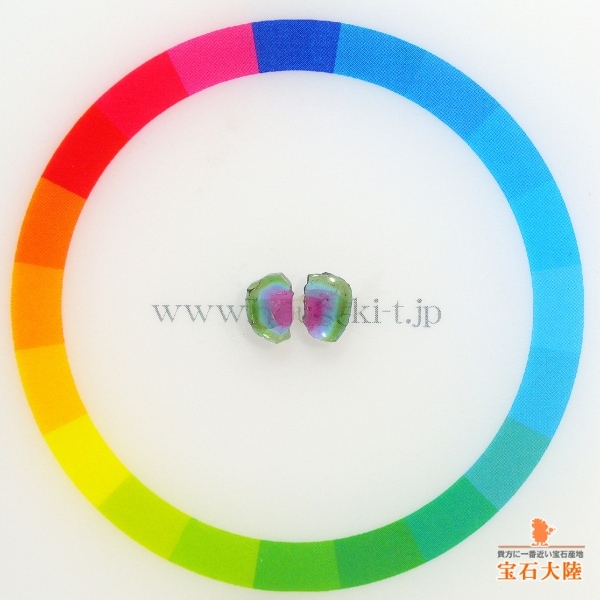 天然トリカラートルマリン 0.79ct/2P 【パライバ】 ペア スライス ブラジル