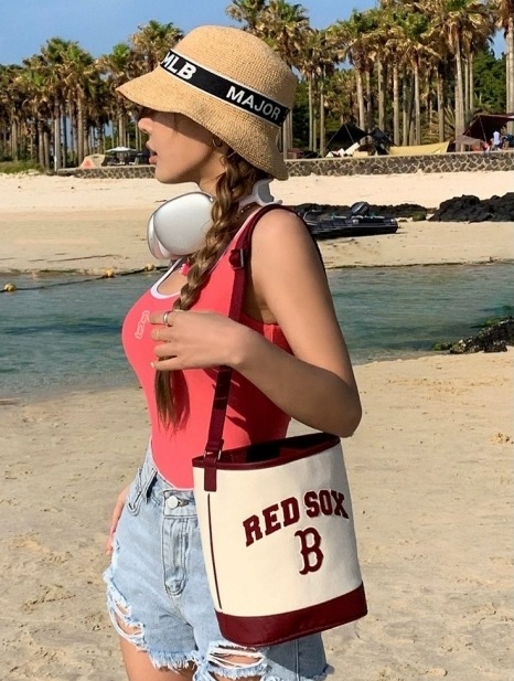 MLB Korea VARSITY BASIC CANVAS BUCKET BAG ショルダー バケットバッグ 3ABMS093N-50CRD ...