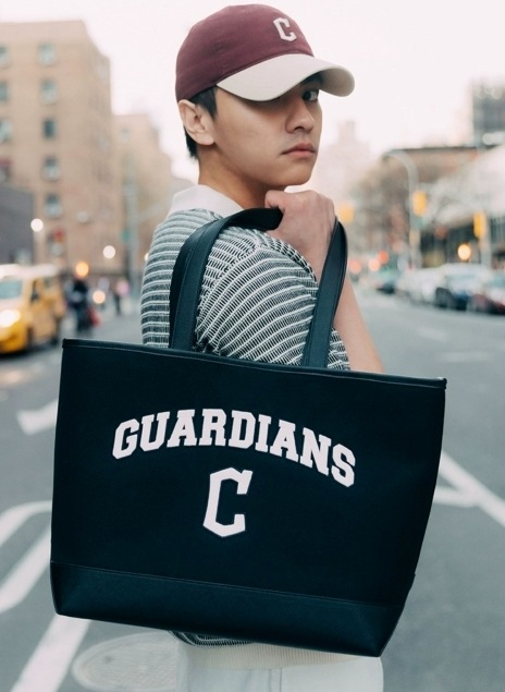MLB Korea VARSITY BASIC CANVAS L TOTE BAG キャンバス トートバッグ 3AORL103N-50CRD ...