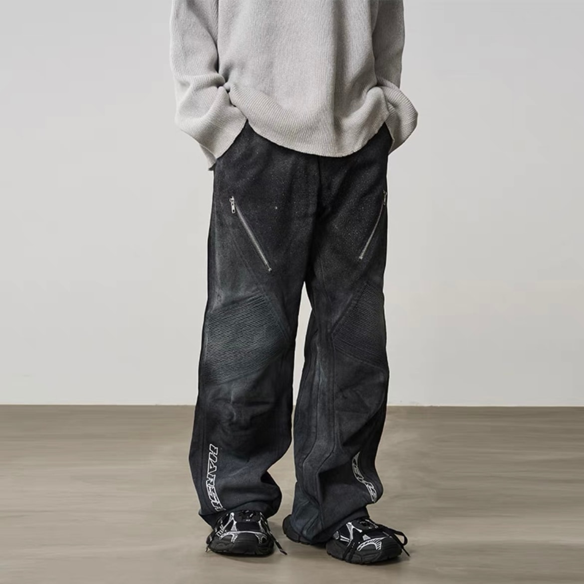 HARSH AND CRUEL ウォッシュ加工 プリーツ パッチワーク ワイドチノパンツ｜MIRISE(ミライズ)公式通販