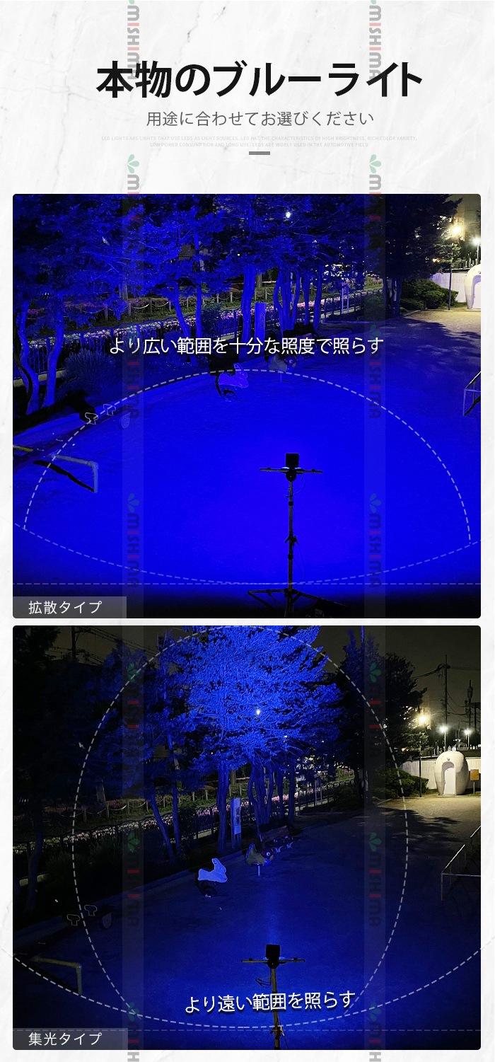 LED 青 投光器 防水 作業灯 多機能ブルーLEDワークライト27W -「6台」msm921-27b-12V/24V対応、防水・防塵、最大 ...